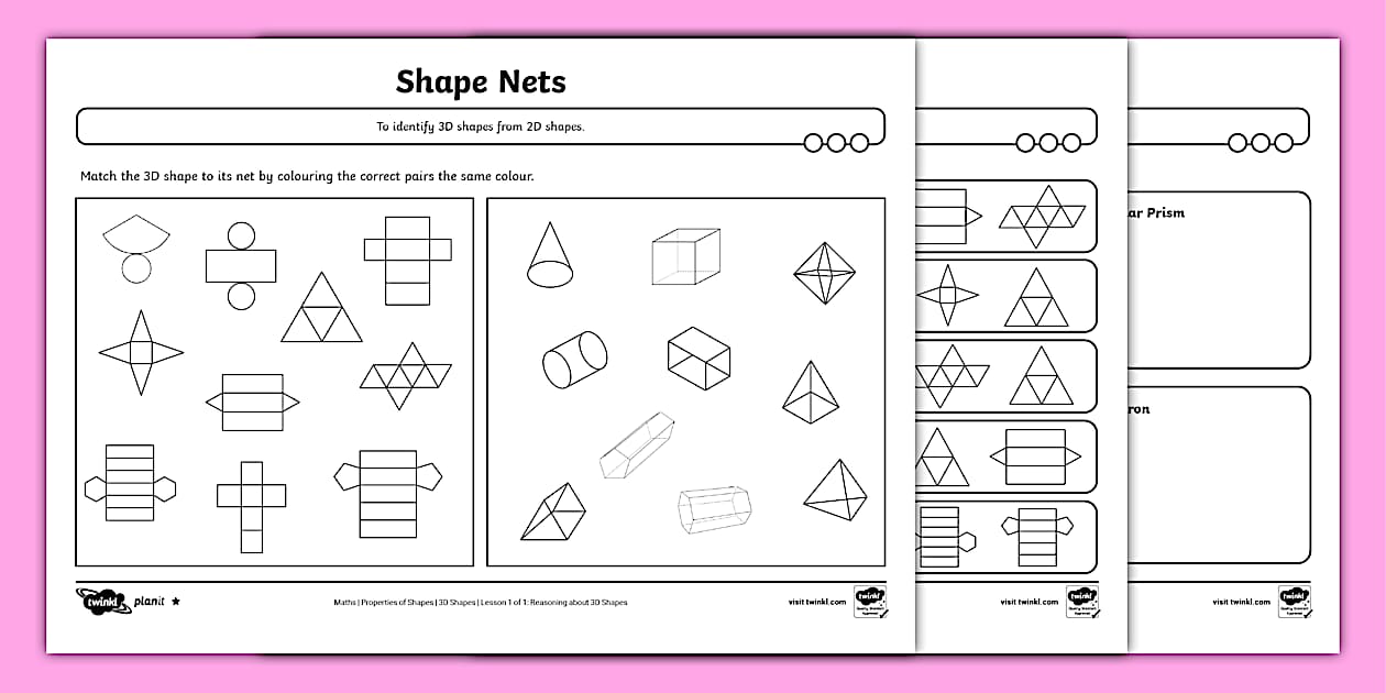 👉 Shape Nets Differentiated Maths Activity Sheets