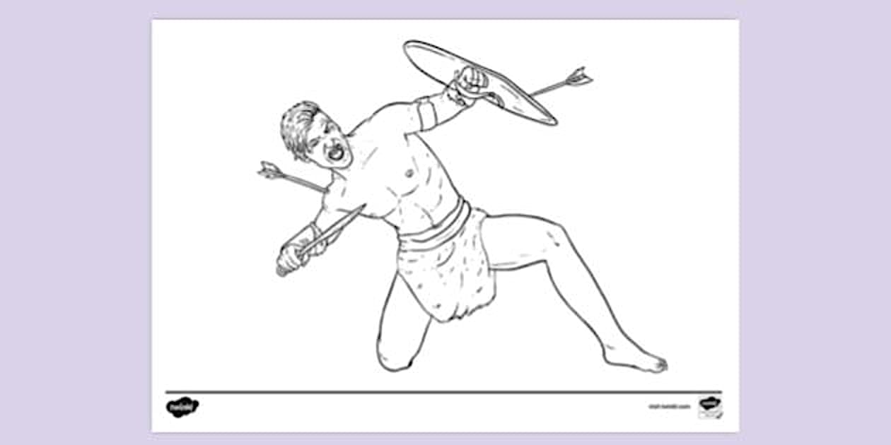 Arrow Striking Warrior Colouring Sheet | Colouring Sheets