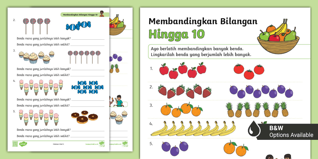 Lembar Kerja Membandingkan Bilangan Hingga 10 (teacher made)