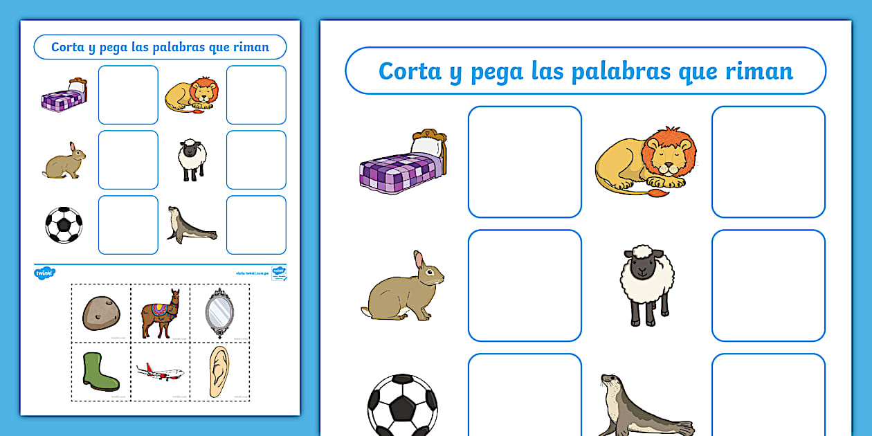 Ficha de actividad: Corta y pega las palabras que riman