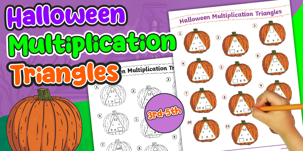 Halloween Multiplication Triangles for 3rd-5th Grade