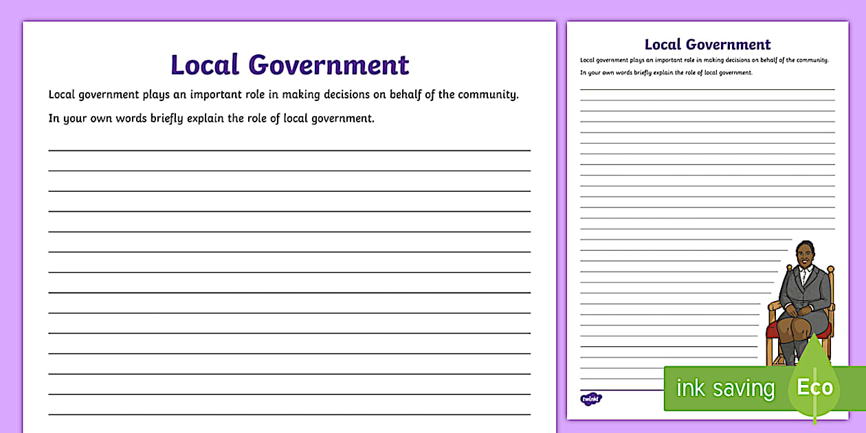 Local Government Worksheet - English (teacher made) - Twinkl