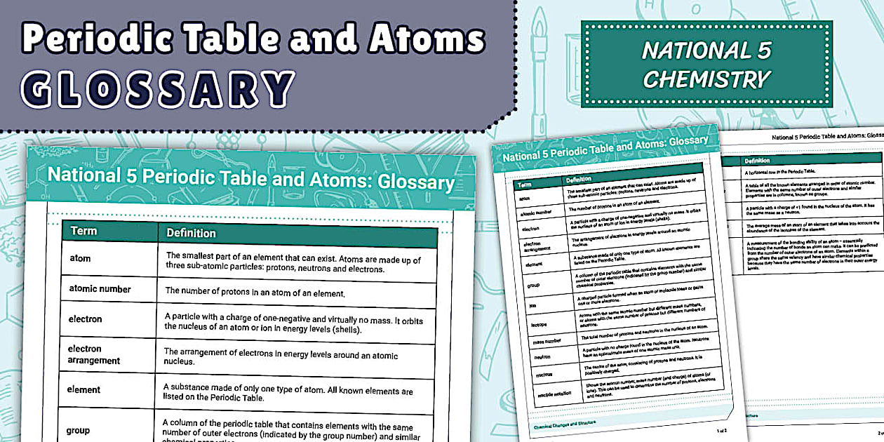 National 5 Chemistry Glossary: Periodic Table & Atoms