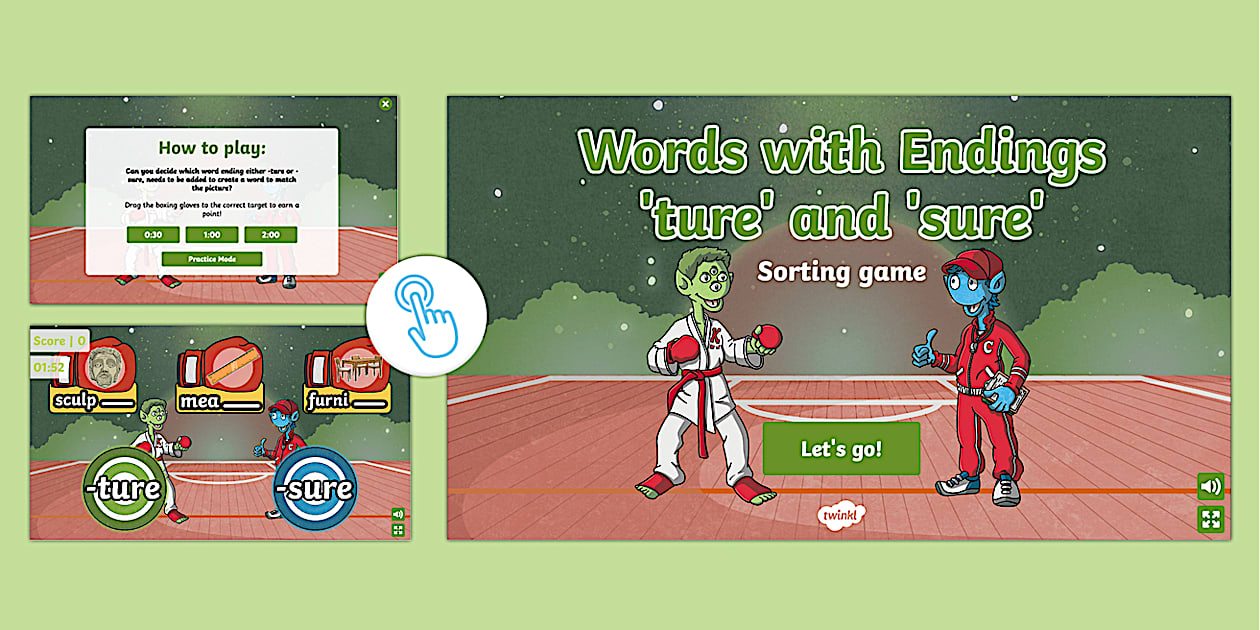 Words with Endings 'ture' and 'sure' KS2 Go! Game - Twinkl