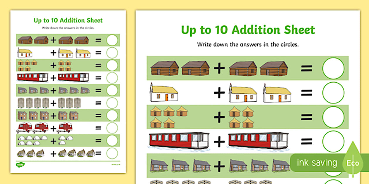 Houses and Homes Addition up to 10 Worksheet / Worksheet, worksheet