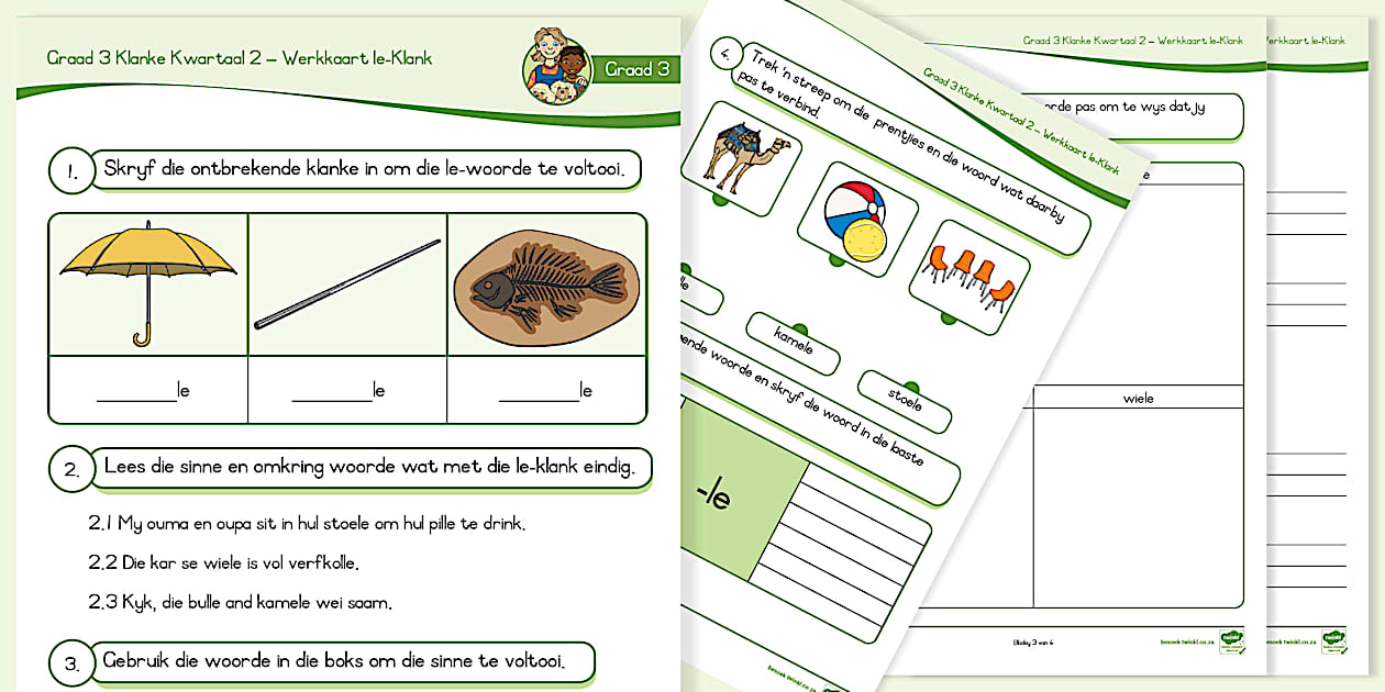 Graad 3 Klanke - Werkkaart -le (teacher made) - Twinkl