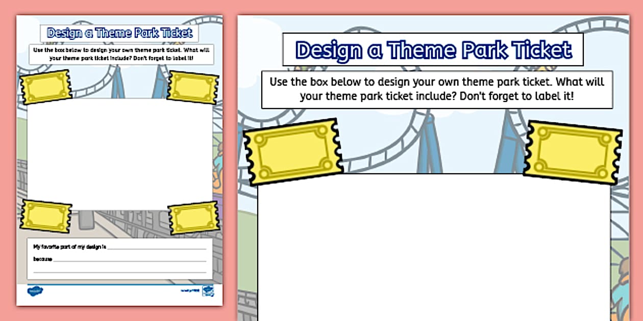 Design a Theme Park Ticket Worksheet (teacher made) - Twinkl