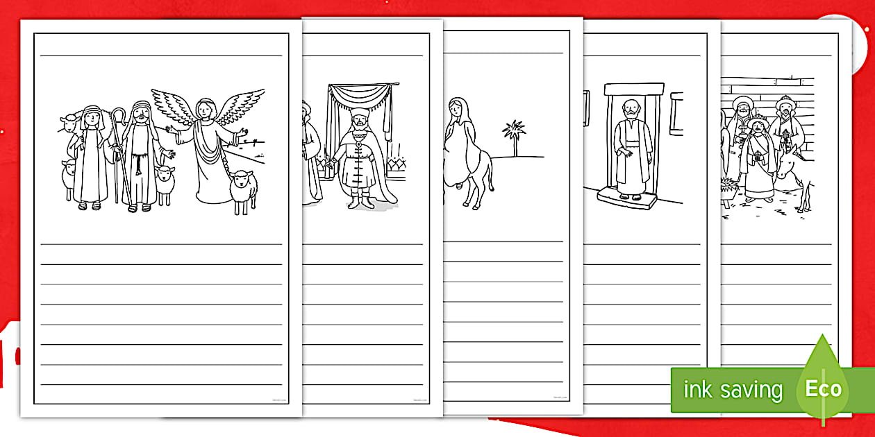 Kindergarten Nativity Coloring Prompts for Writing - Twinkl