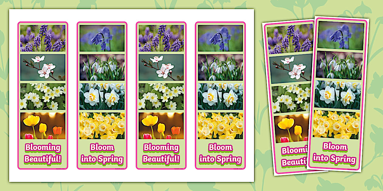 Spring Flowers Photo Strip Bookmarks (professor feito)