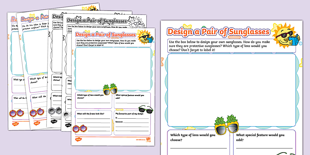 Design a Pair of Sunglasses Worksheet (Teacher-Made)