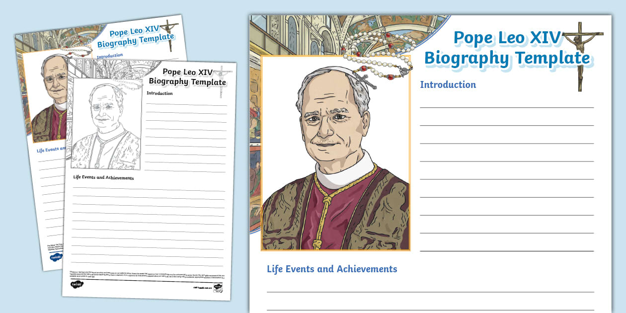Pope Leo XIV Biography Template - Twinkl