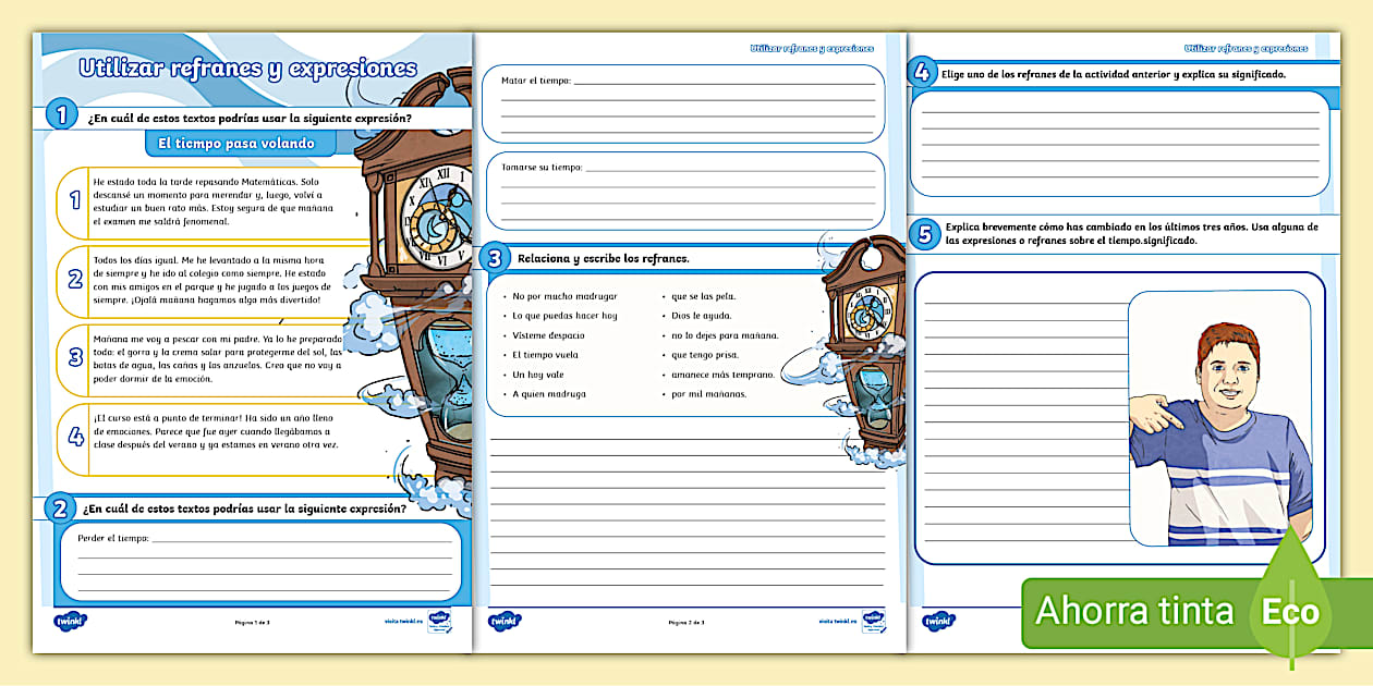 Ficha de actividad: Utilizar refranes y expresiones - Ampliación Curricular