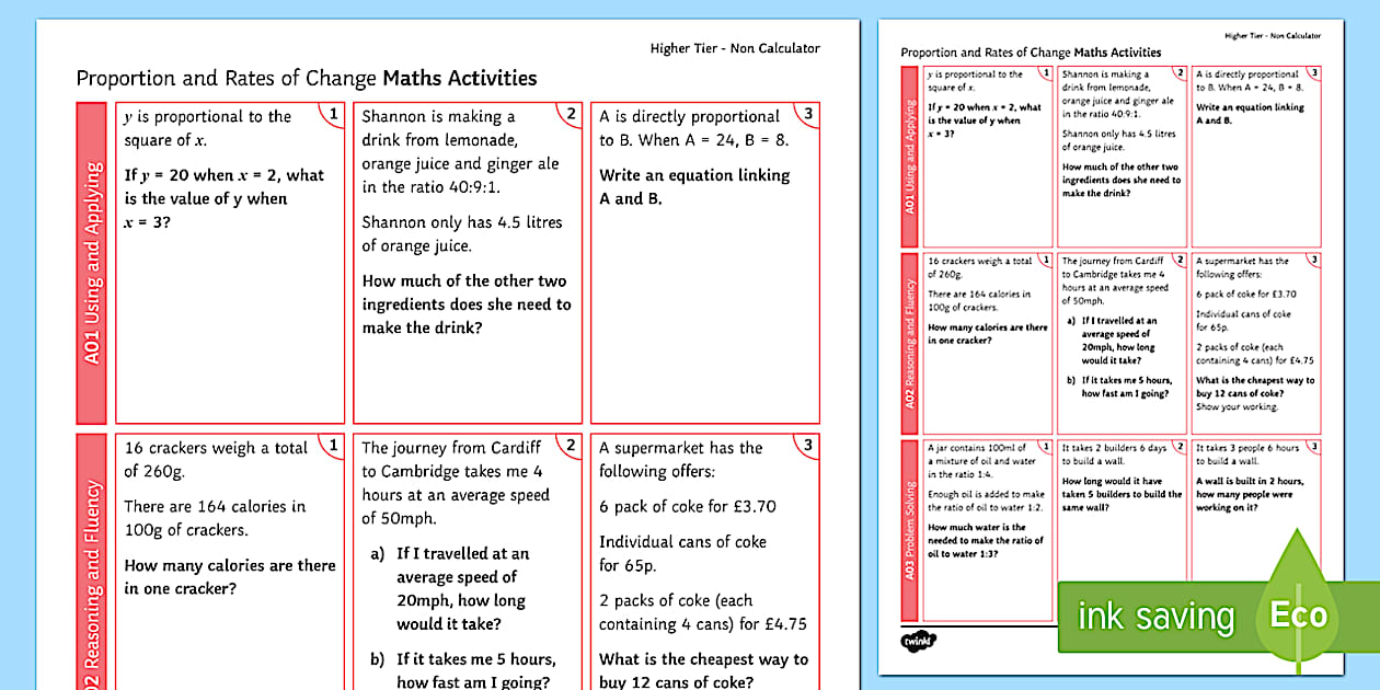 GCSE Ratio and Proportion Activity Mat | Beyond Maths