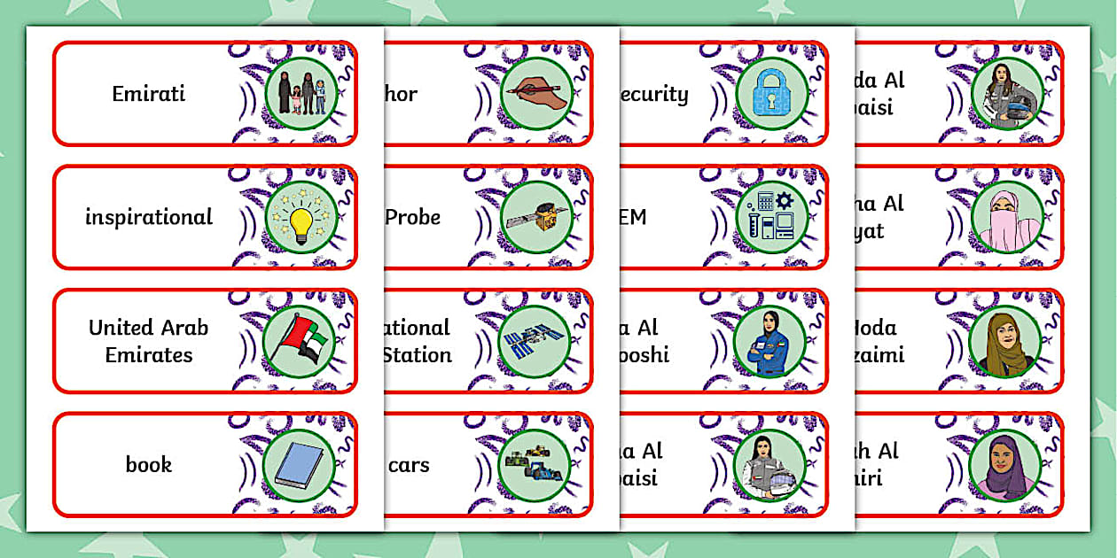Word Cards - Inspirational Emirati Women (teacher made)