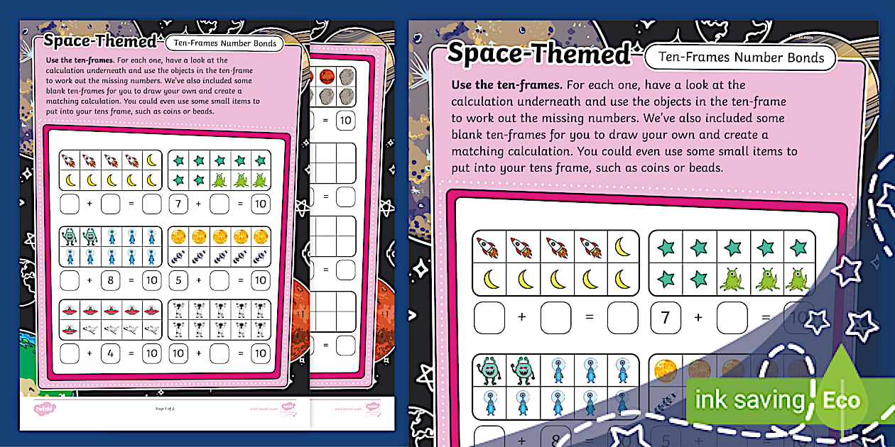 👉 Space-Themed Ten-Frames Number Bonds (Ages 5 - 7)