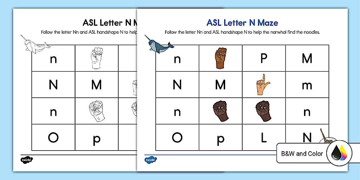 ASL Letter N Maze Activity (teacher made) - Twinkl