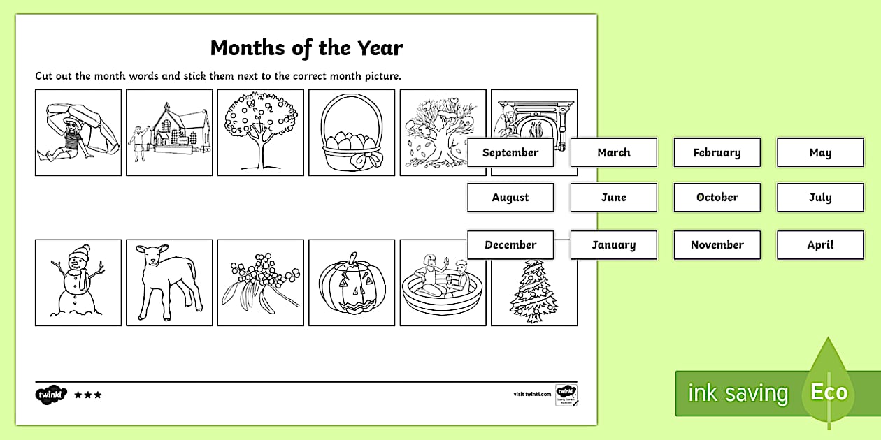 Editable Southern Hemisphere Months of the Year Cut and Stick ...