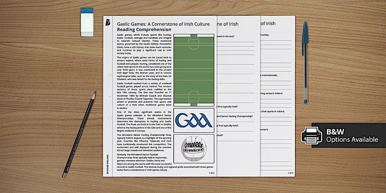 Gaelic Games: A Cornerstone of Irish Culture reading Comprehension