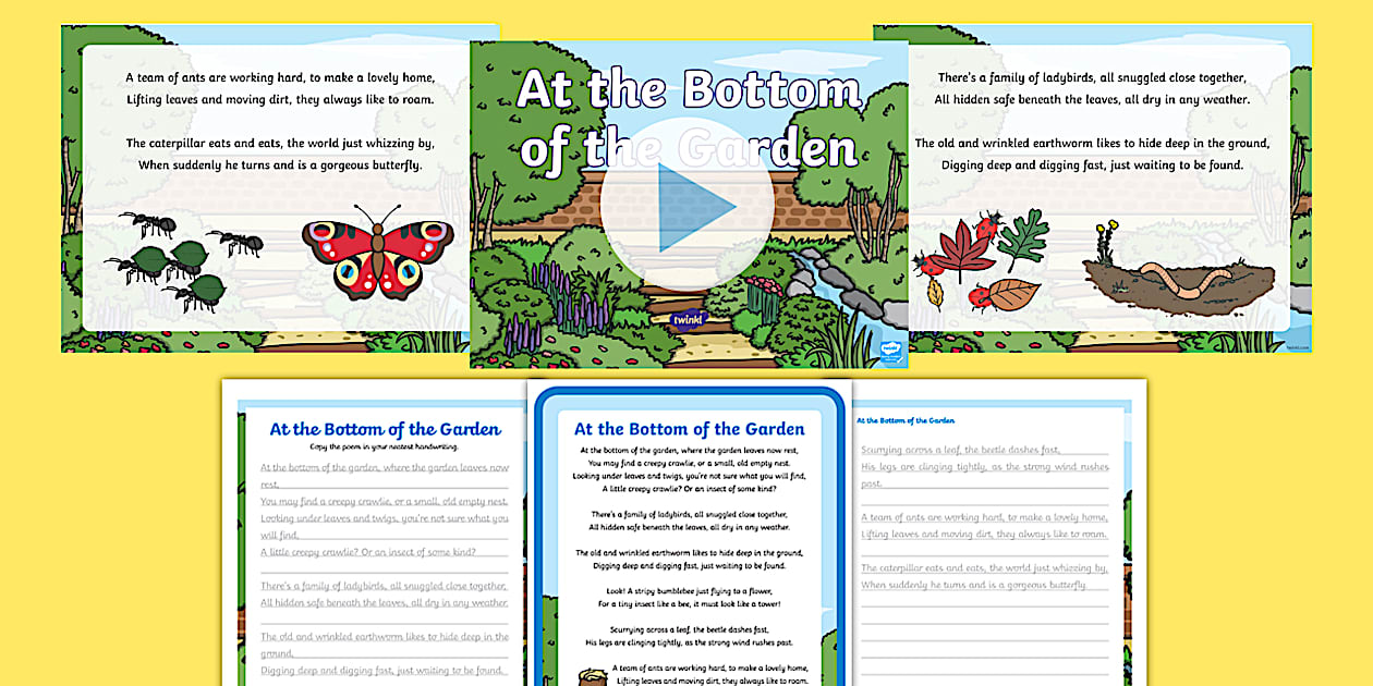 Cursive At the Bottom of the Garden Poem Pack (teacher made)