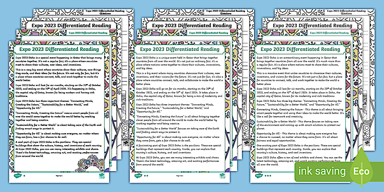 Expo 2023 Differentiated Reading Comprehension - Twinkl