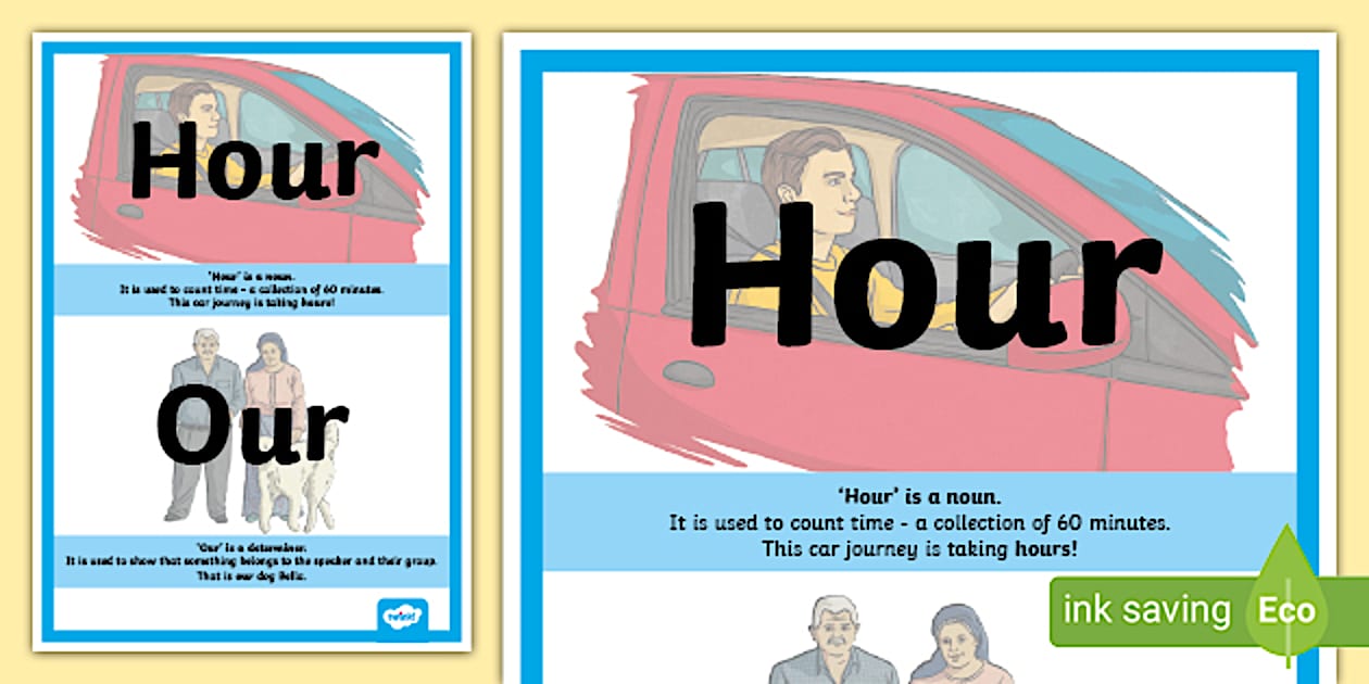 Hour, Our, Near Homophones Display Poster - Twinkl