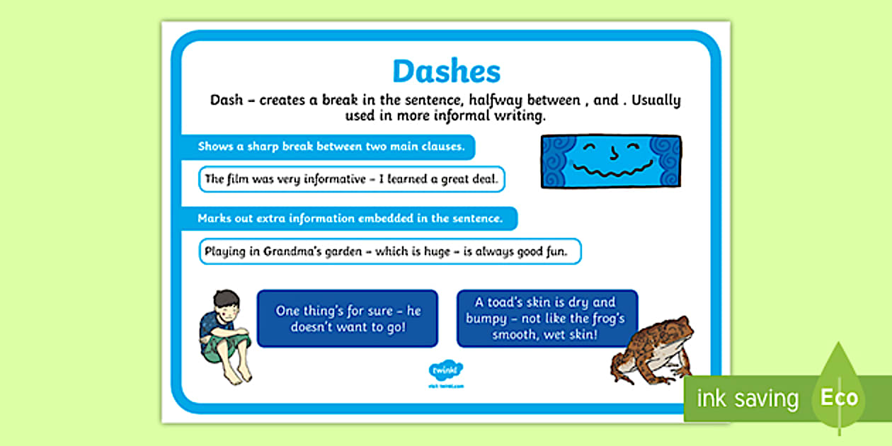 Cursive Dash Punctuation Poster (teacher made) - Twinkl