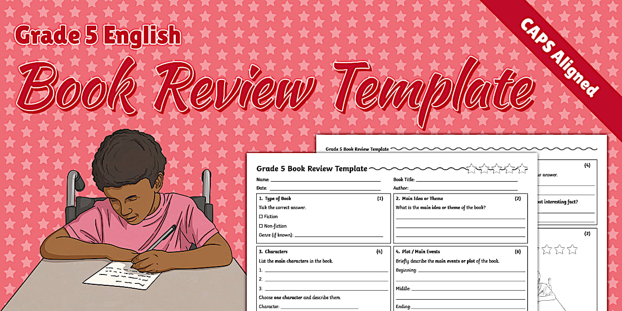 Grade 5 English - Book Review Template (CAPS Aligned)