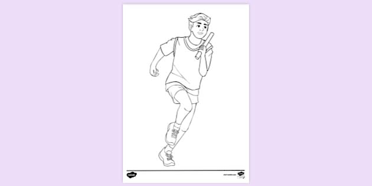Student Doing Athletics Boy Colouring Sheet (teacher made)