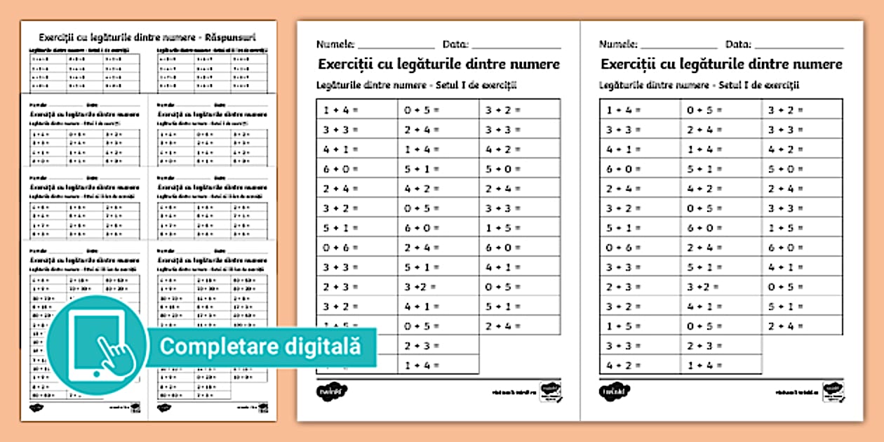 Exerciții de adunare | Concentrul 0-10 și 0-100 | Twinkl RO