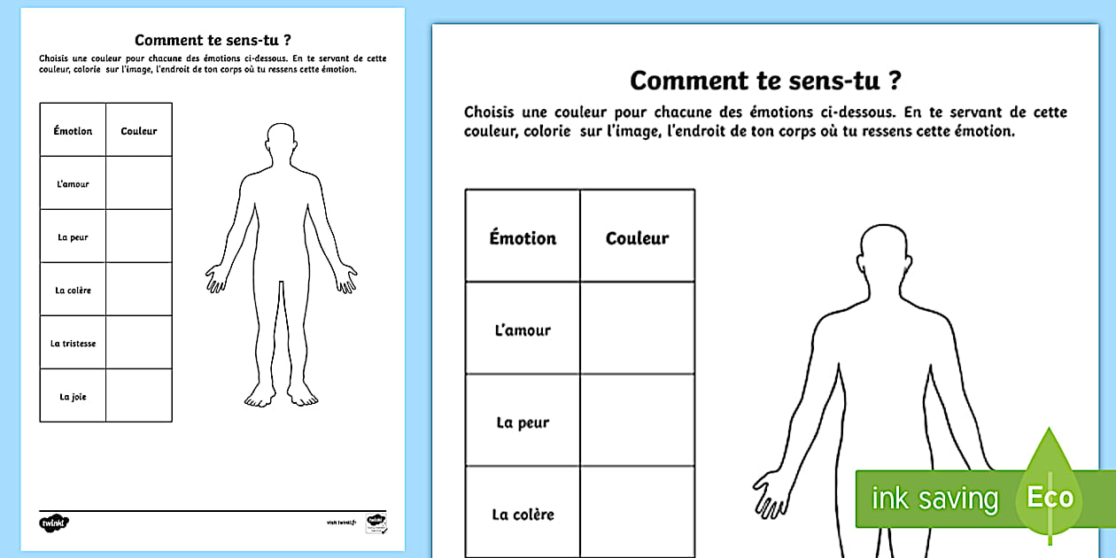 Feuille d'activité : Comment te sens-tu ? (Teacher-Made)