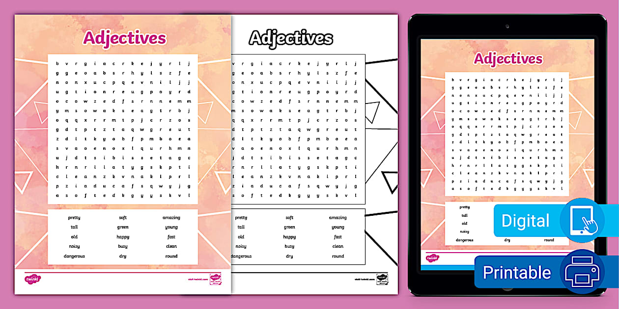 Adjectives Word Search for ELL (teacher made) - Twinkl