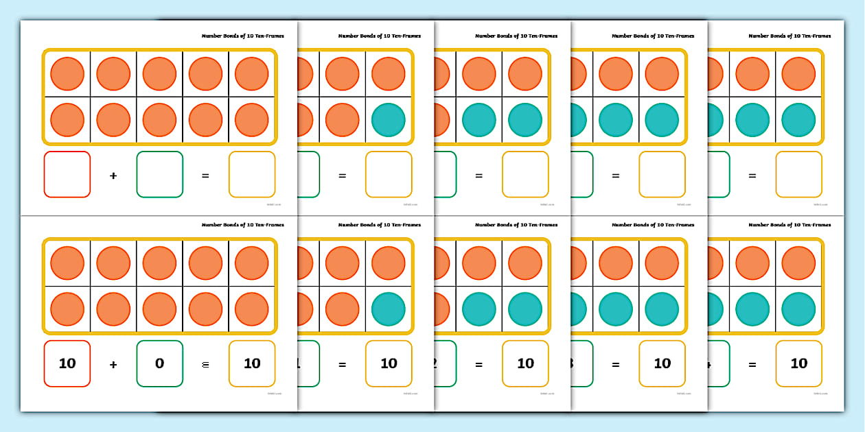 👉 Number Bonds to 10 Ten-Frame Activity Cards - Twinkl
