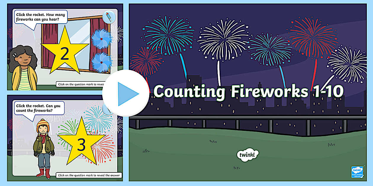 Counting Fireworks 1-10 PowerPoint (teacher made) - Twinkl