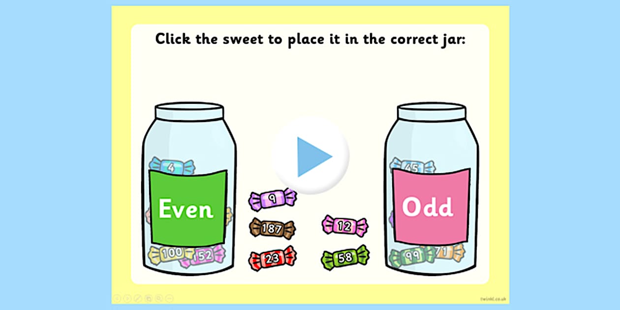 Odd and Even Numbers Sorting Activity PowerPoint - Twinkl