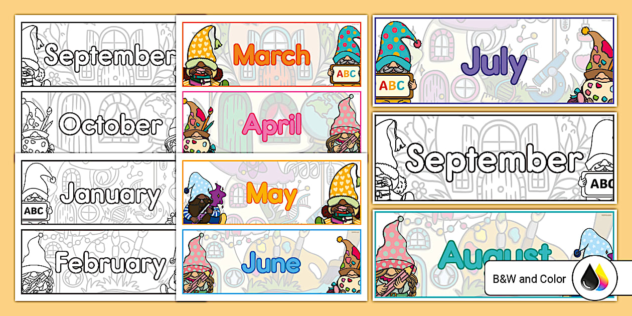 School Gnomes Months of the Year Labels (teacher made)