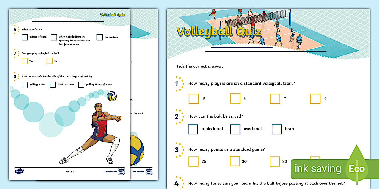 Volleyball Paper Quiz - Twinkl - KS2 (teacher made) - Twinkl