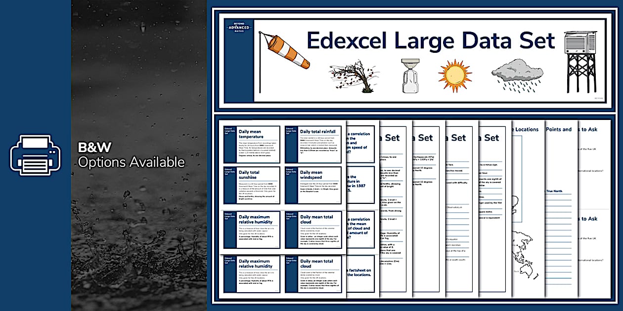 👉 Large Data Set: Edexcel Display Pack | AS Level Statistics | KS5