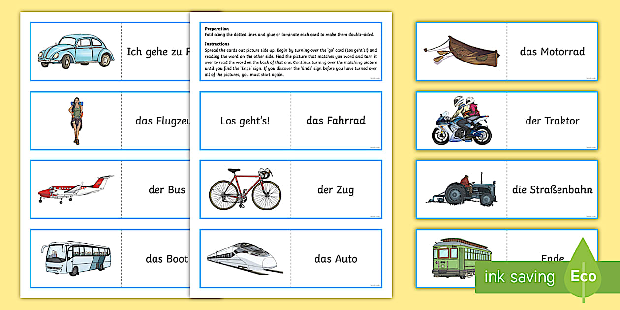 Transport Card Game - German / Deutsch-Scottish - Twinkl