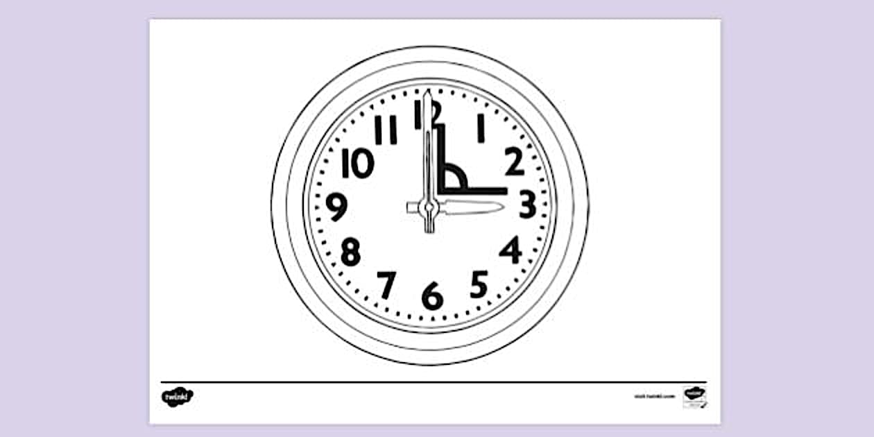 Clock Movable Hands Colouring Sheet Colouring | Colouring Sheets