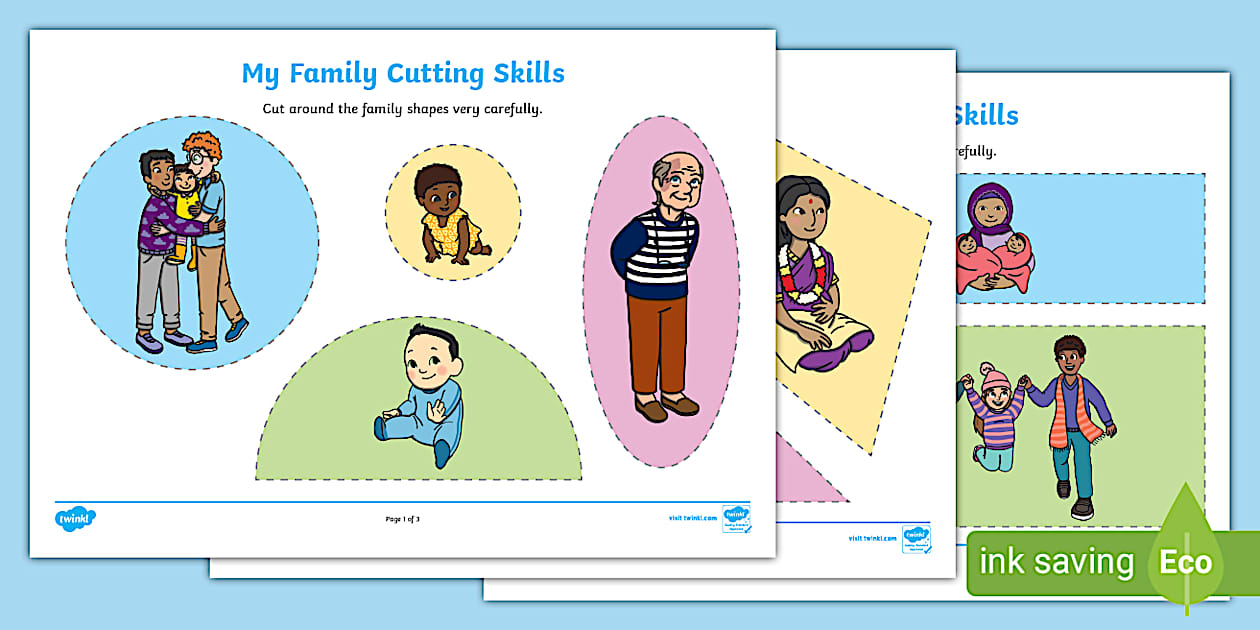My Family Cutting Skills Worksheet / Worksheets - Twinkl