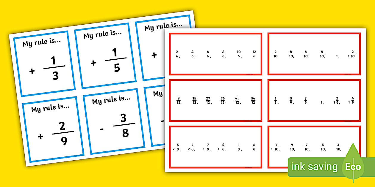 Fraction Number Pattern Rule Matching Cards (teacher made)