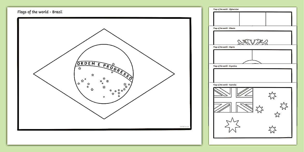 Flags of the World Colouring Sheet (teacher made) - Twinkl