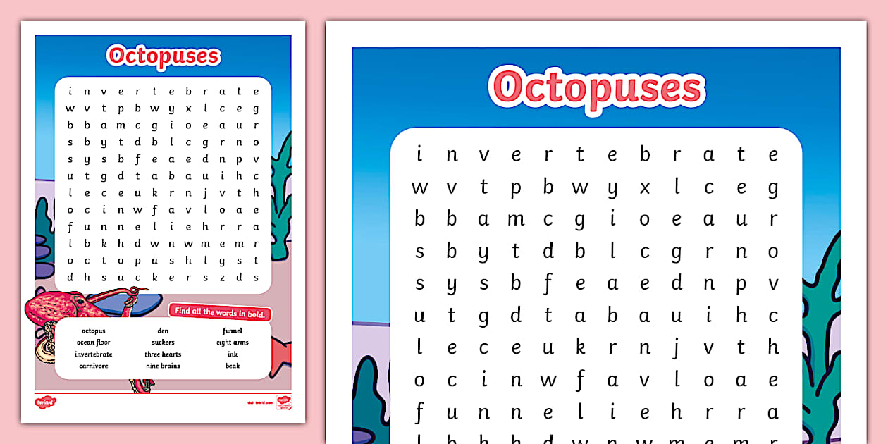 KS1 Octopus Word Search (teacher made) - Twinkl