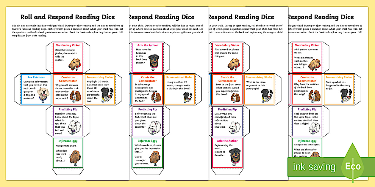 Roll and Respond Reading Dice Nets-Non-Fiction Roll and Respond Reading ...
