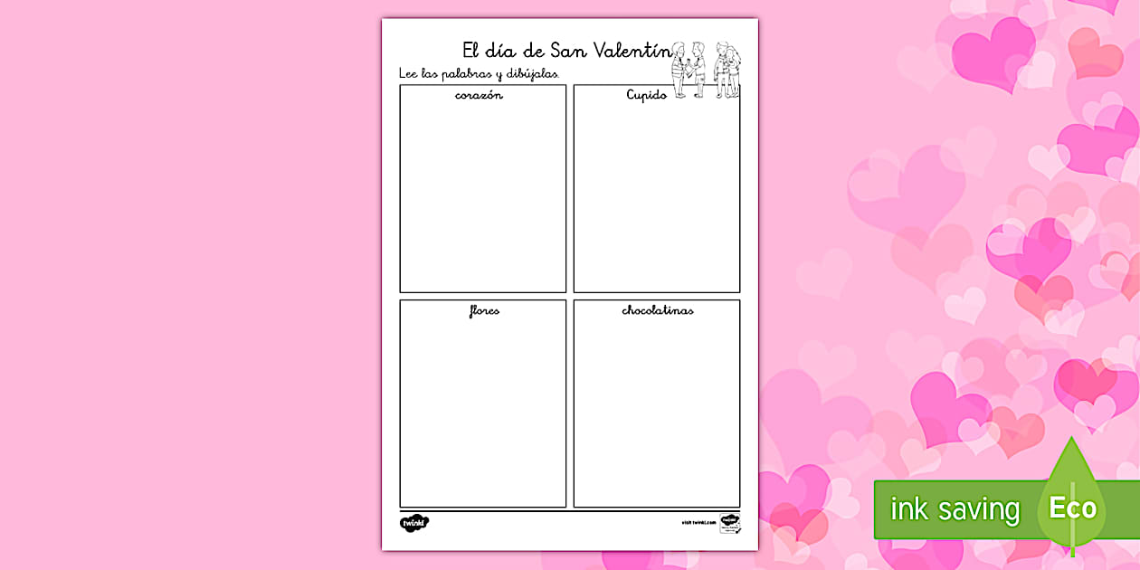 Ficha de actividad: Leer y dibujar - Día de San Valentín
