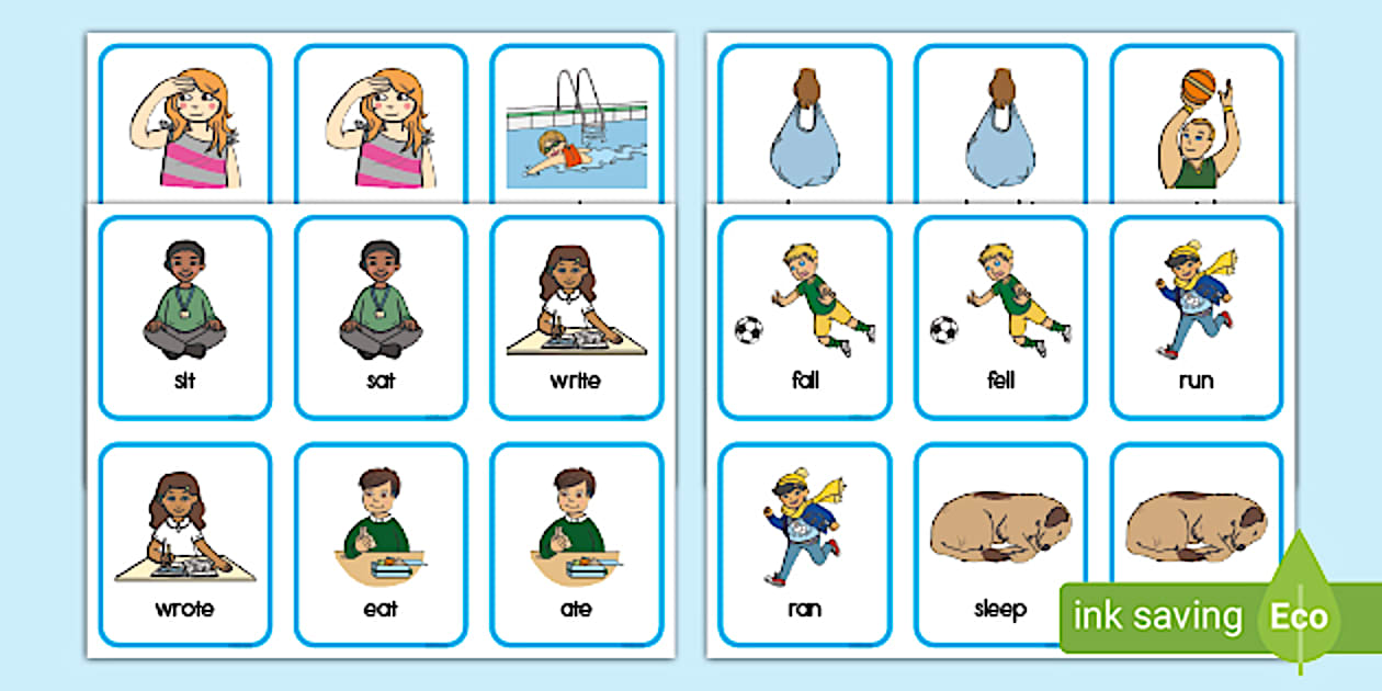 Present and Past Tense Irregular Verb Cards (teacher made)