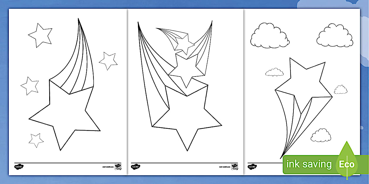 Shooting Star in Sky Colouring Sheet | Activity | Twinkl