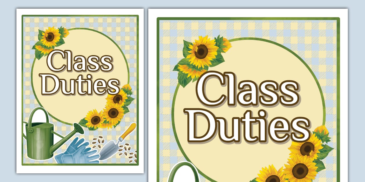 Sunflower-Themed Class Duties Display Poster - Twinkl