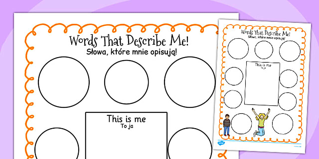 Black and White Words that Describe Me Worksheets Polish Translation