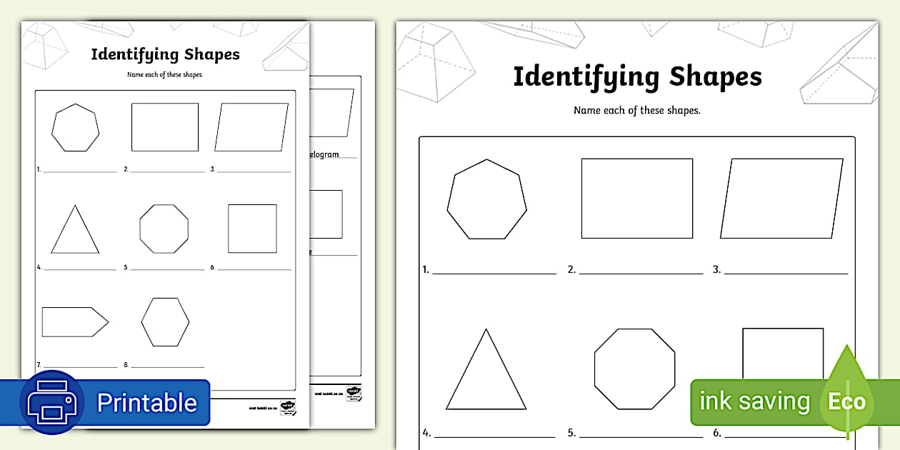 Identifying Shapes in Grade 6 Activity Sheet (teacher made)